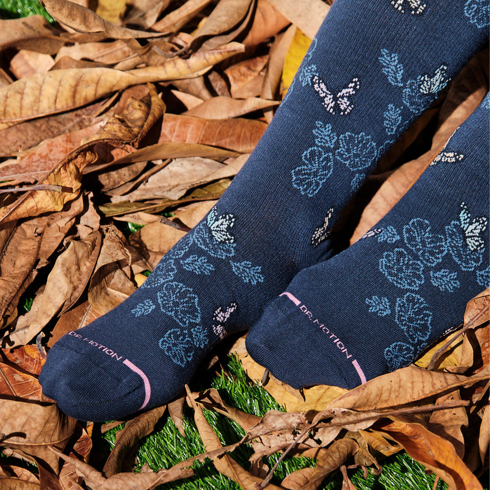 Knee-High Compression Socks For Women | Dr. Motion | Whimsical Butterflies